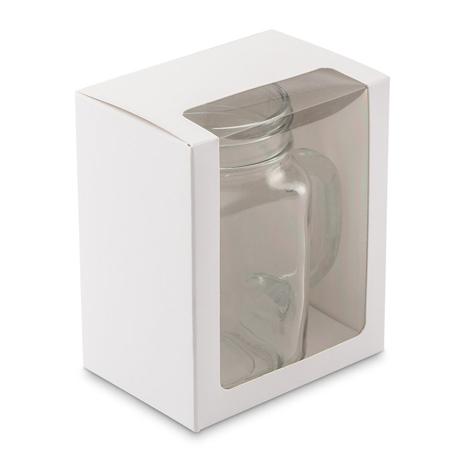 White Gift Box with Window for 12oz Mason Jar Drinking Glass – Butter ...