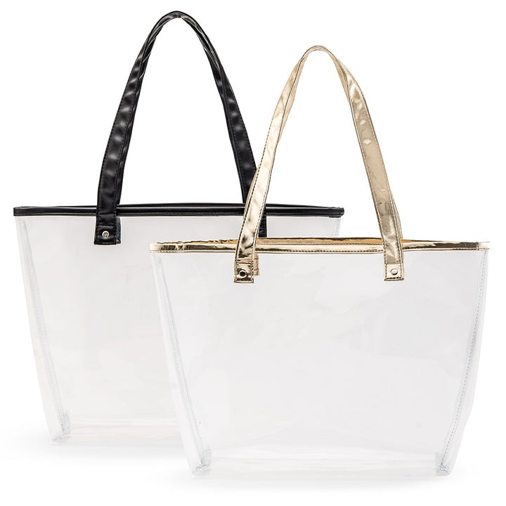 Clear Plastic Stadium Tote Bag Black or Gold Trim – Butter Be Mine