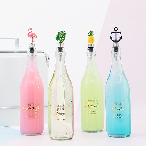 Tropical Gold and Green Leaf Bottle Stopper Wedding Party Favor ...