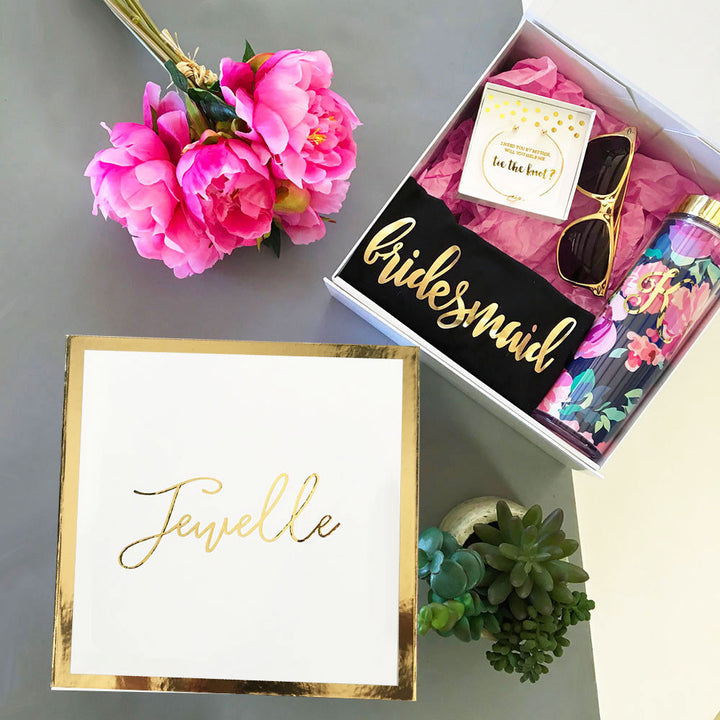 Personalized White and Gold Wedding or Party Gift Box – Butter Be Mine